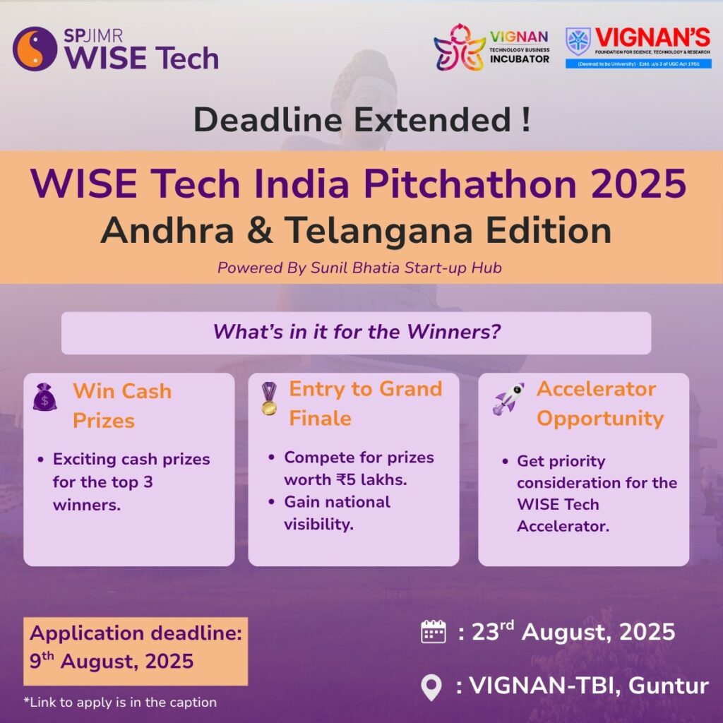WISE Tech India Pitchathon 2025 – Win ₹5 Lakhs | Andhra & Telangana ...
